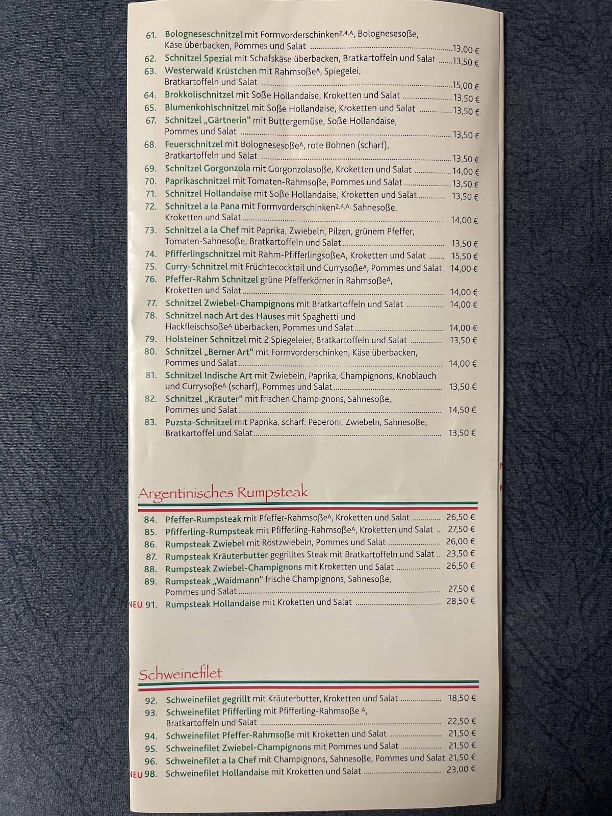 Speisekarte von Da Nico restaurant, Irmtraut
