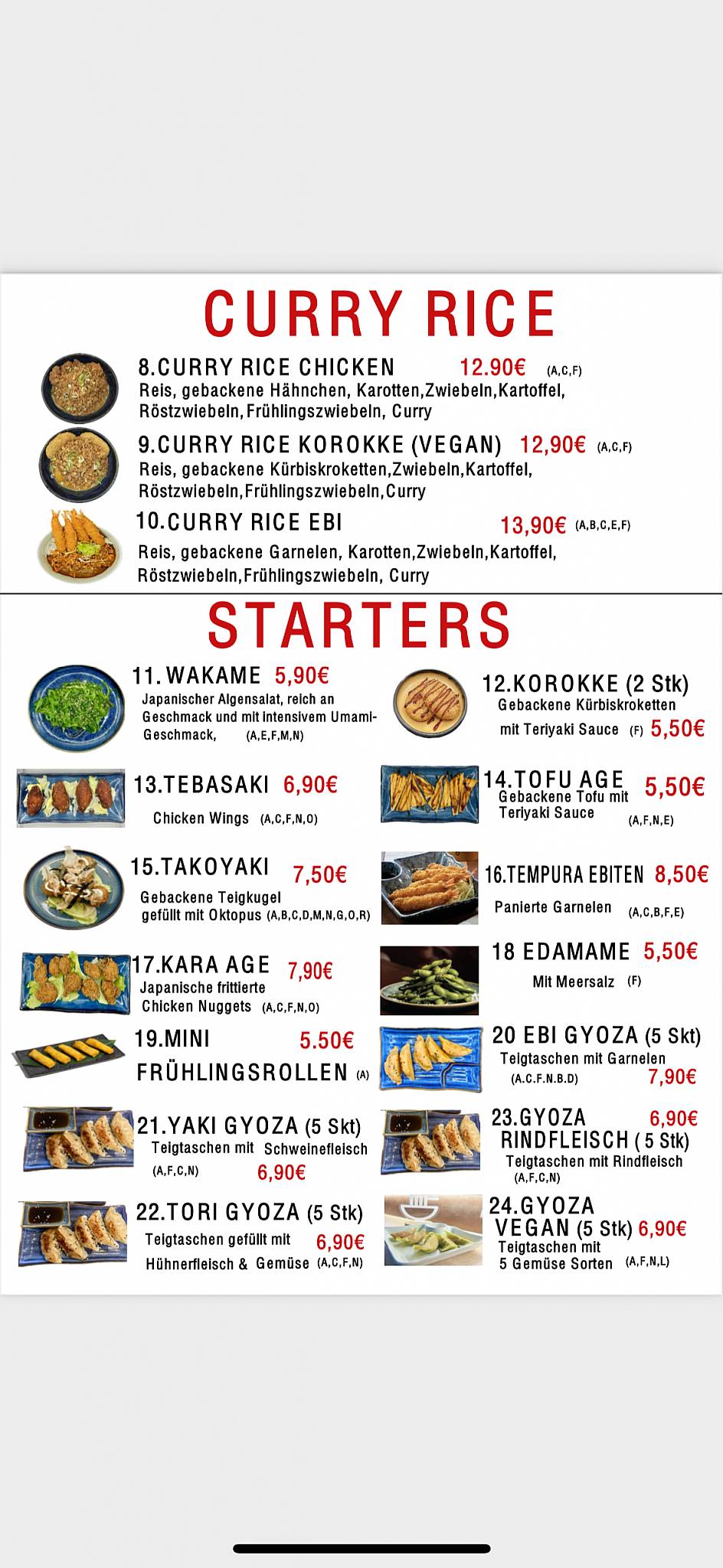 Speisekarte von Iry ramen restaurant, Klagenfurt am Wörthersee