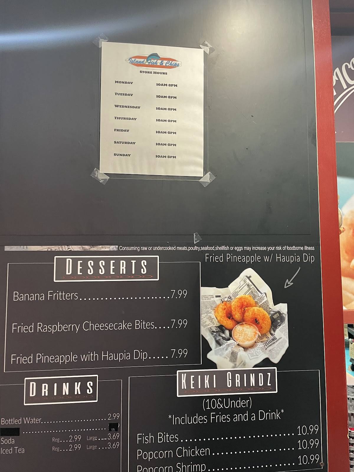 Menu at Island Fish and Chips restaurant, Waikoloa Village, 69-250 ...