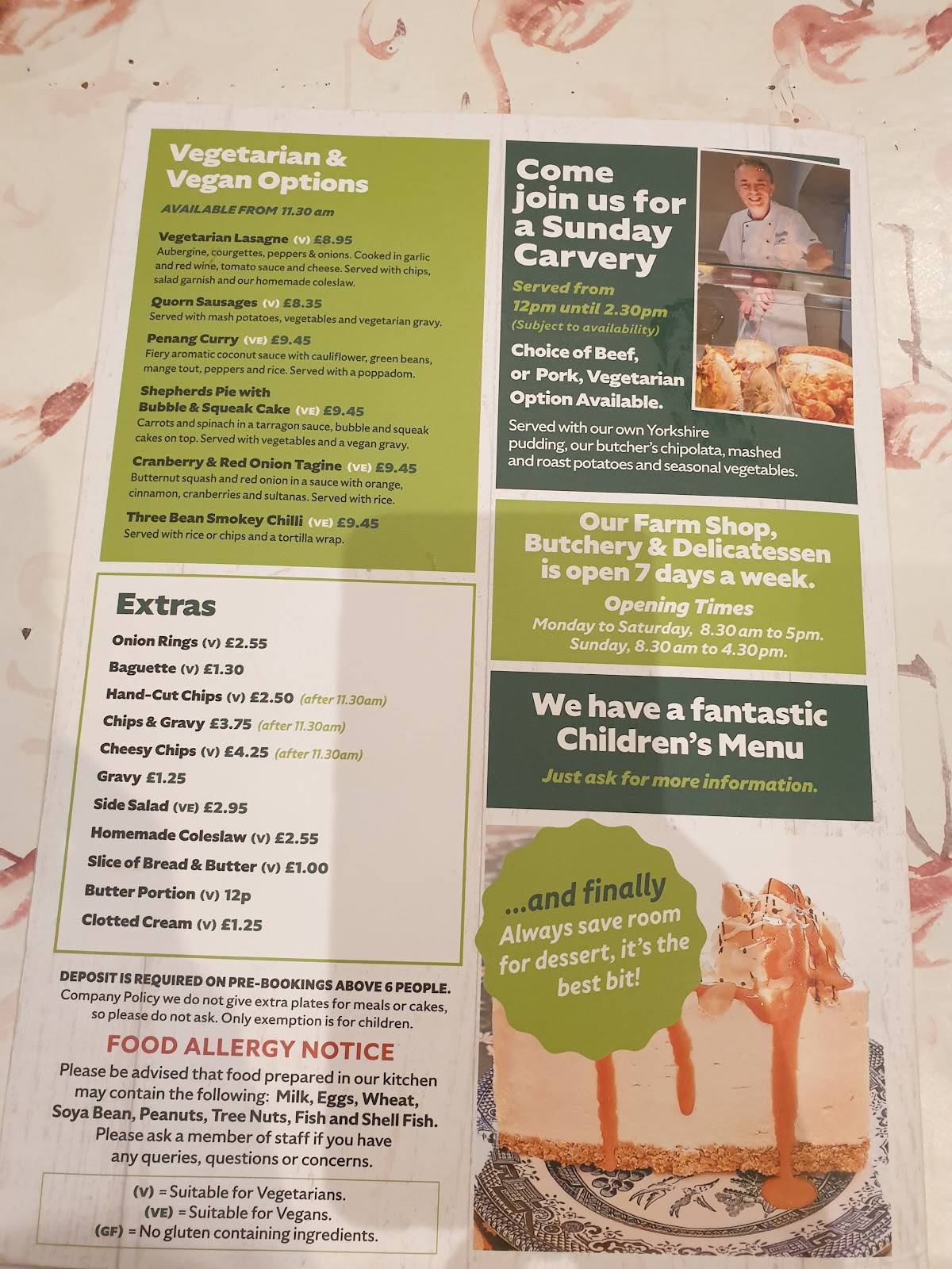 Menu at Ivy Farm restaurant, Kirton