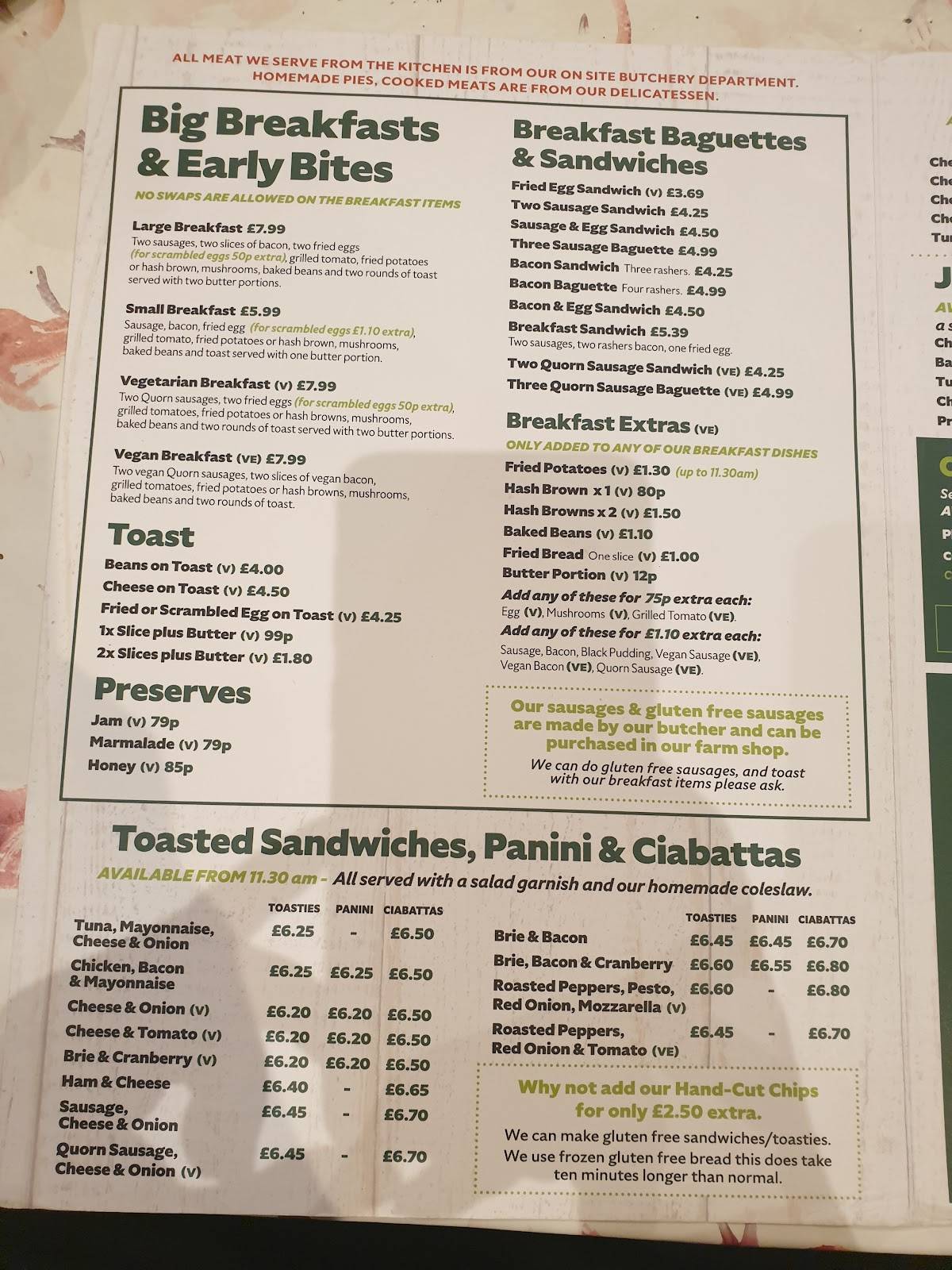 Menu at Ivy Farm restaurant, Kirton