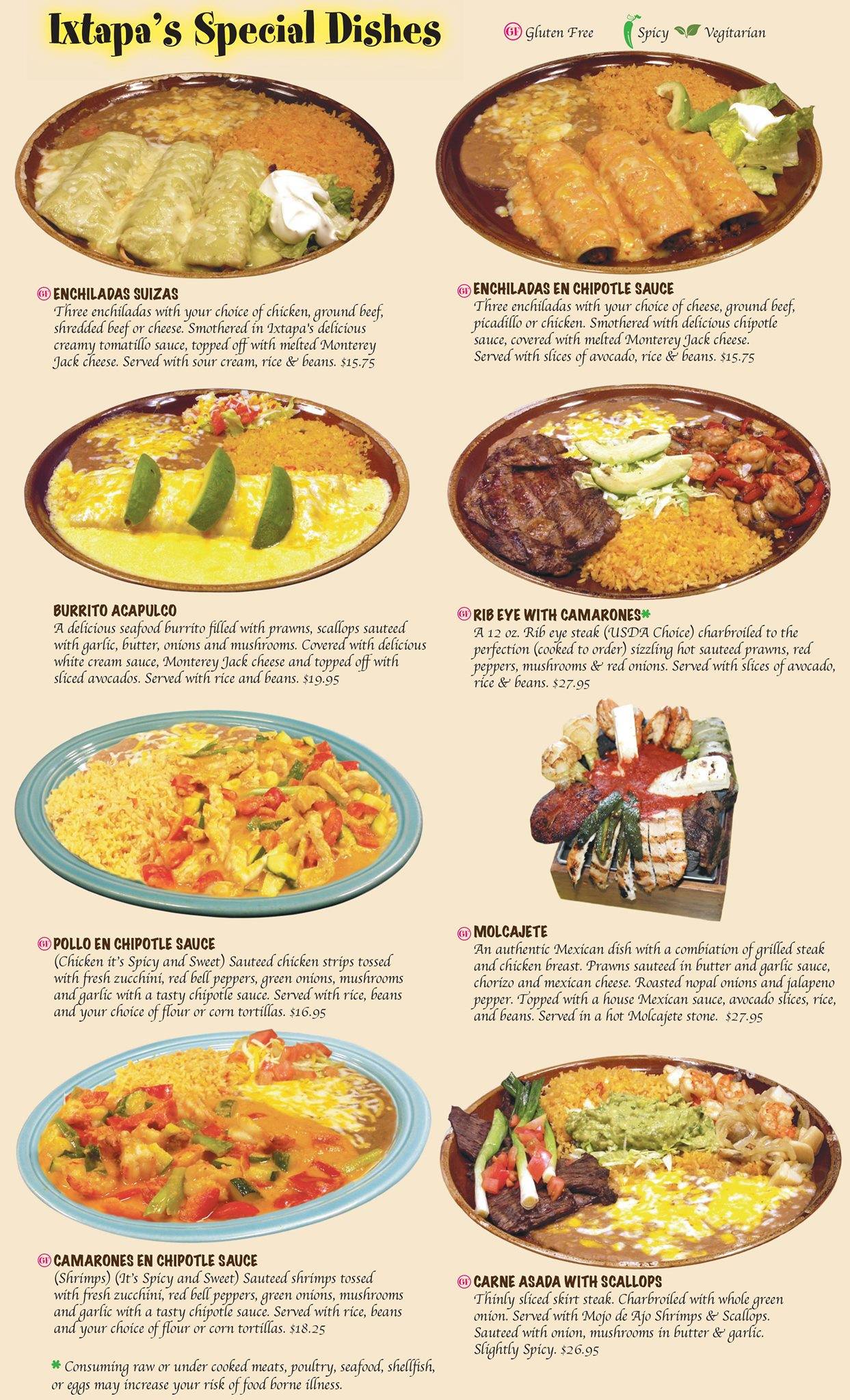 Menu at Ixtapa Mexican Restaurant, Hood River