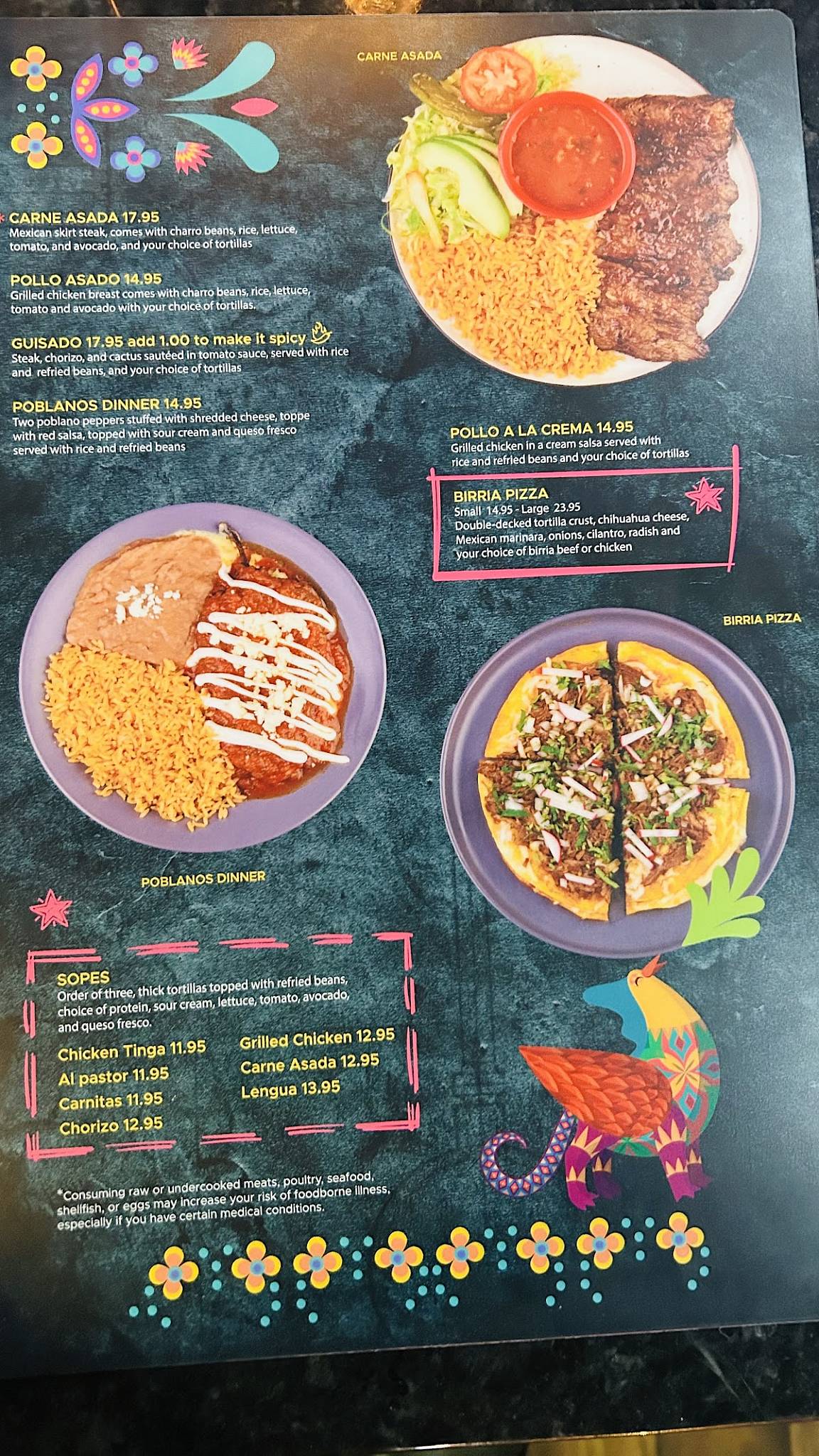 Menu at Izcalli Mexican Restaurant, Matthews