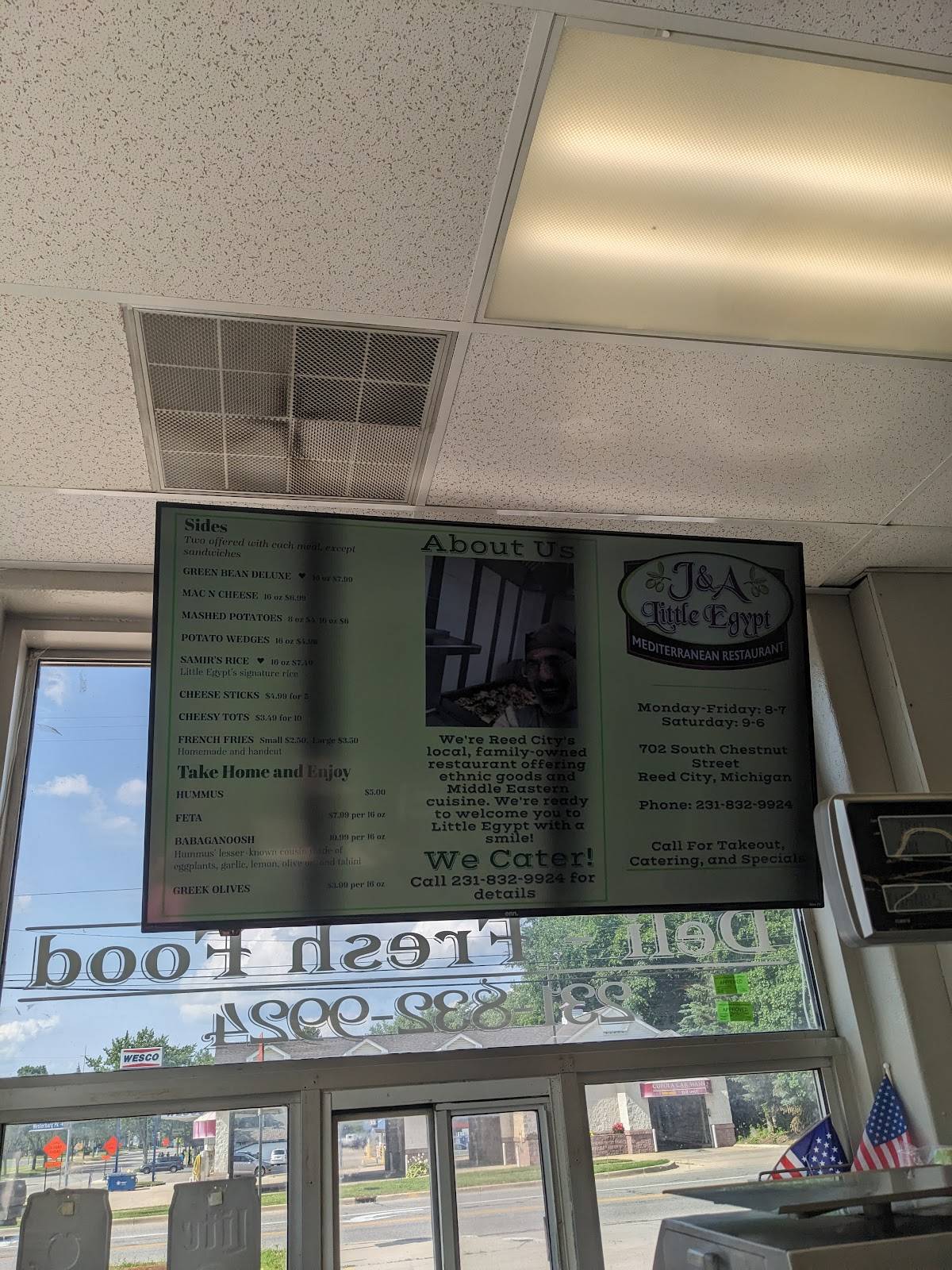 Menu at J&A Little Egypt restaurant, Reed City