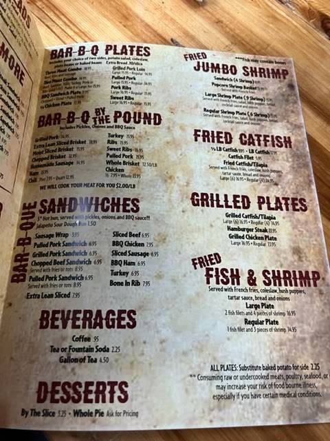 Menu at J & M's Hill Country Bar-B-Q, Gatesville