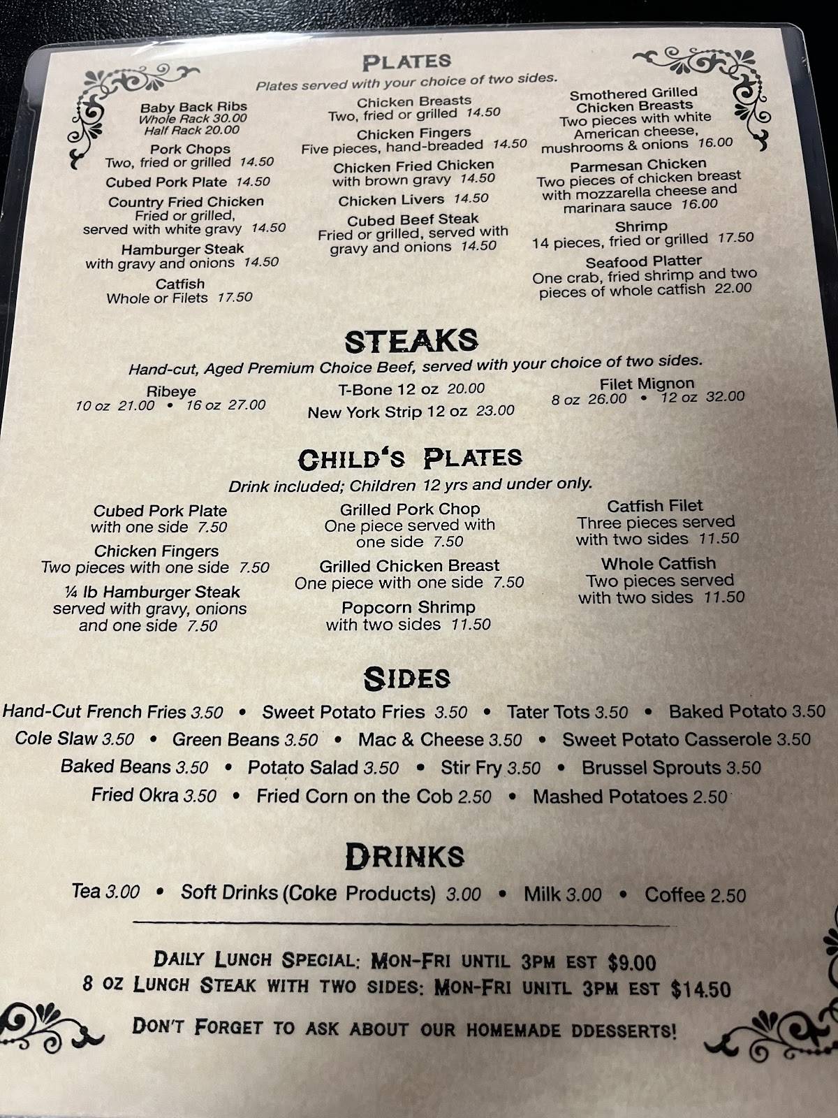Menu at JR's Steakhouse Downtown Inc., Smiths Station, Lee County 246