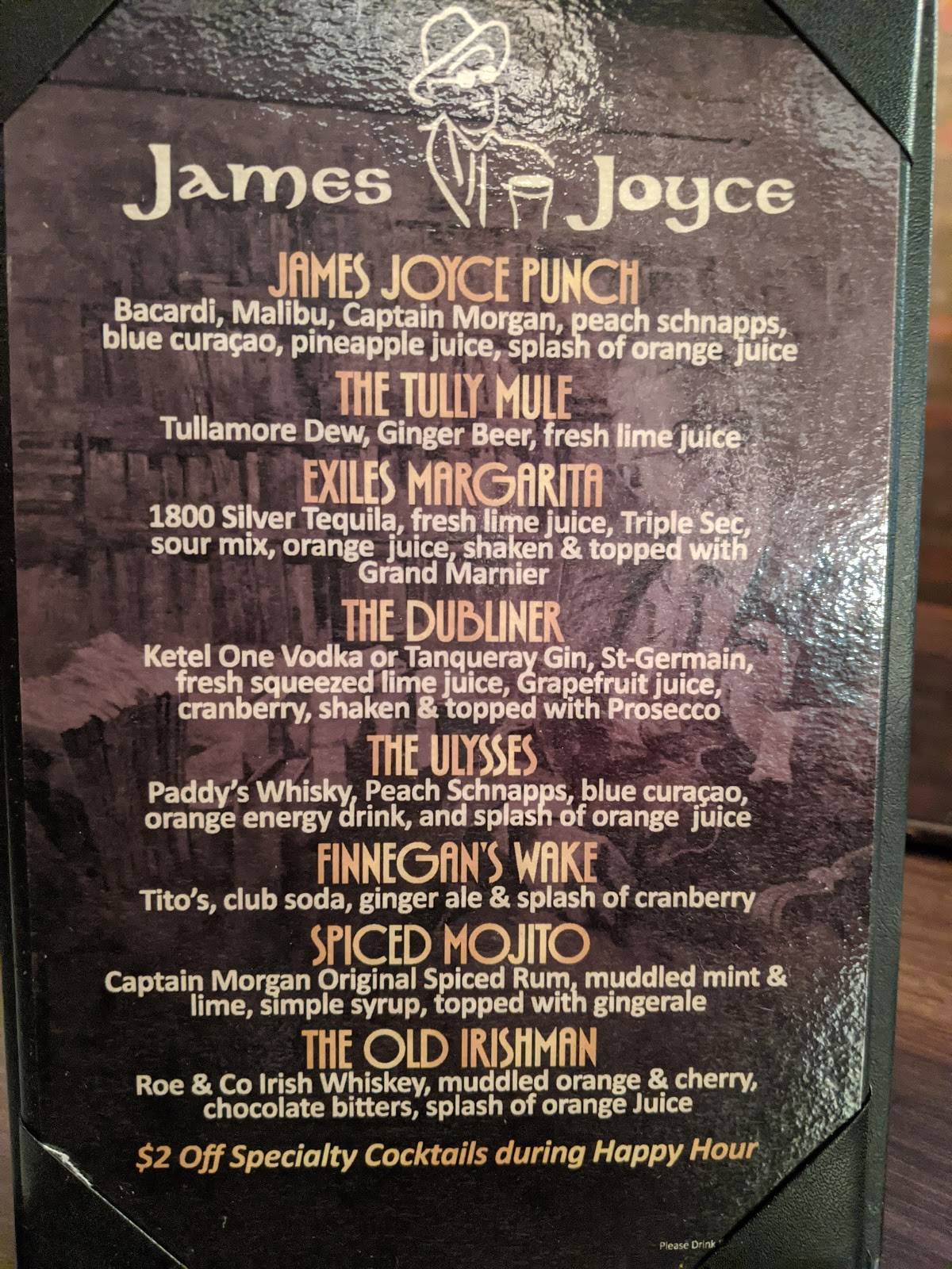 Menu at James Joyce pub & bar, Patchogue