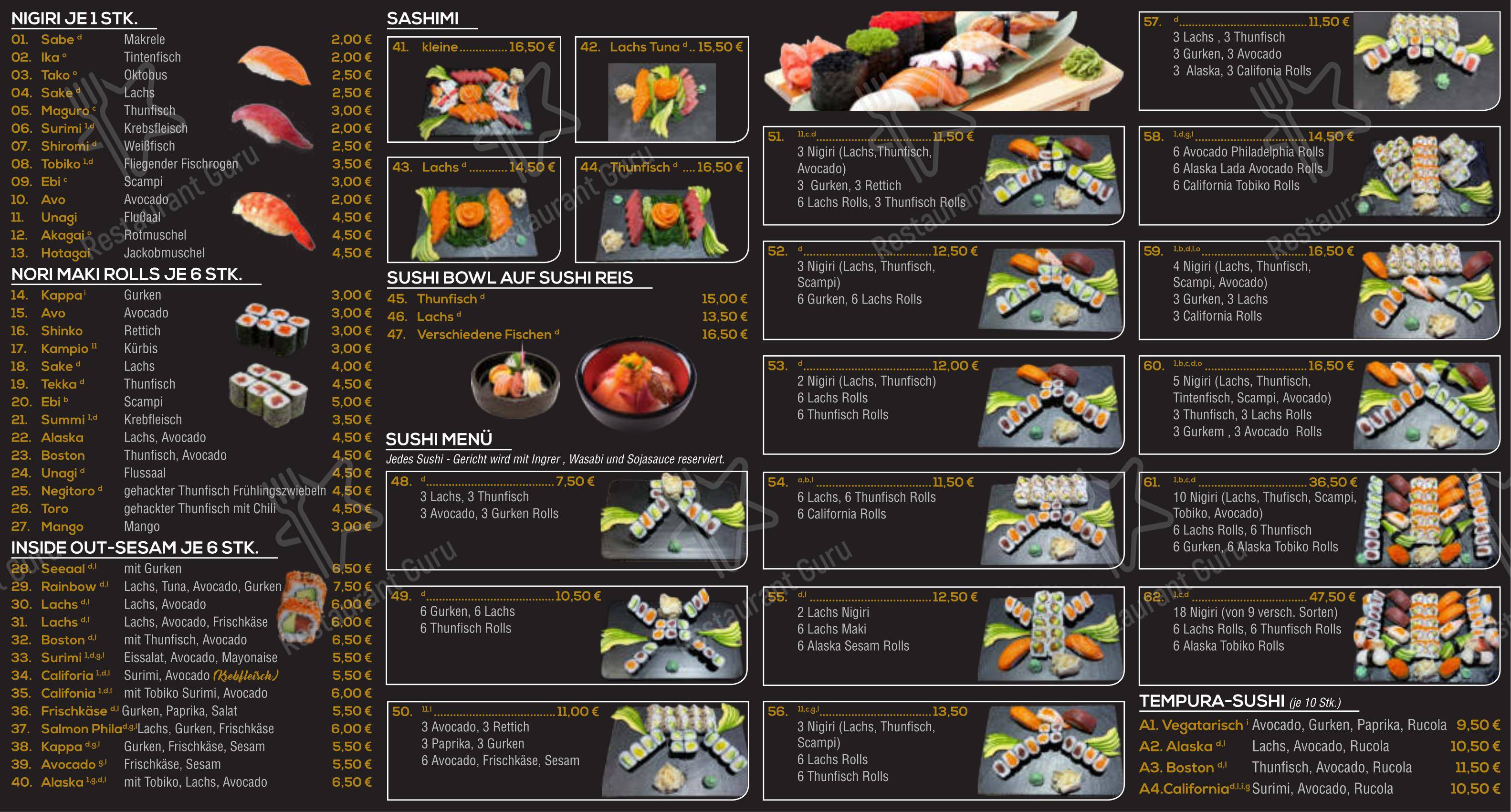 Speisekarte von Jammy Jammy Asia Foods & Sushi Bar, Grafing bei München