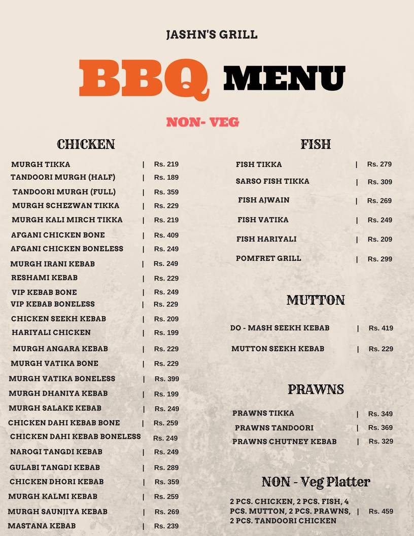 Menu at Jashn,The Restaurant, Ranchi