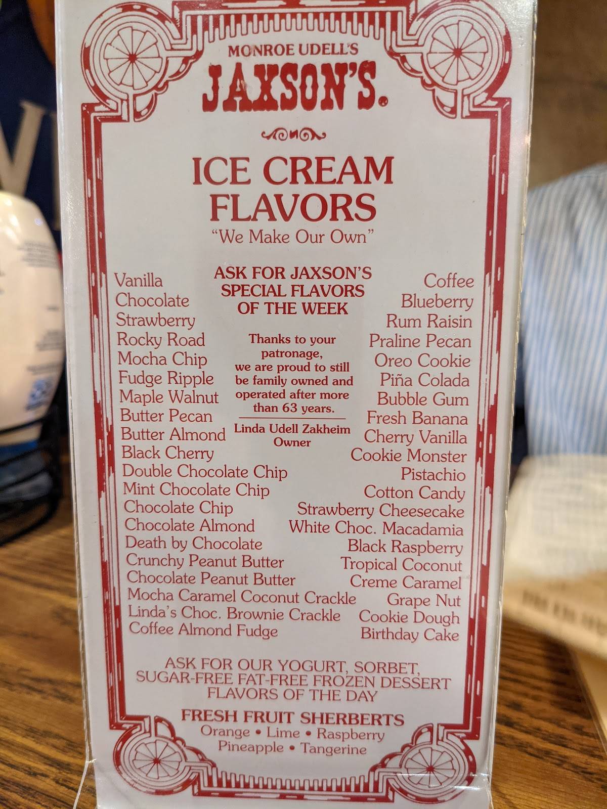 Menu at Jaxson's Ice Cream Parlor & Restaurant, Dania Beach