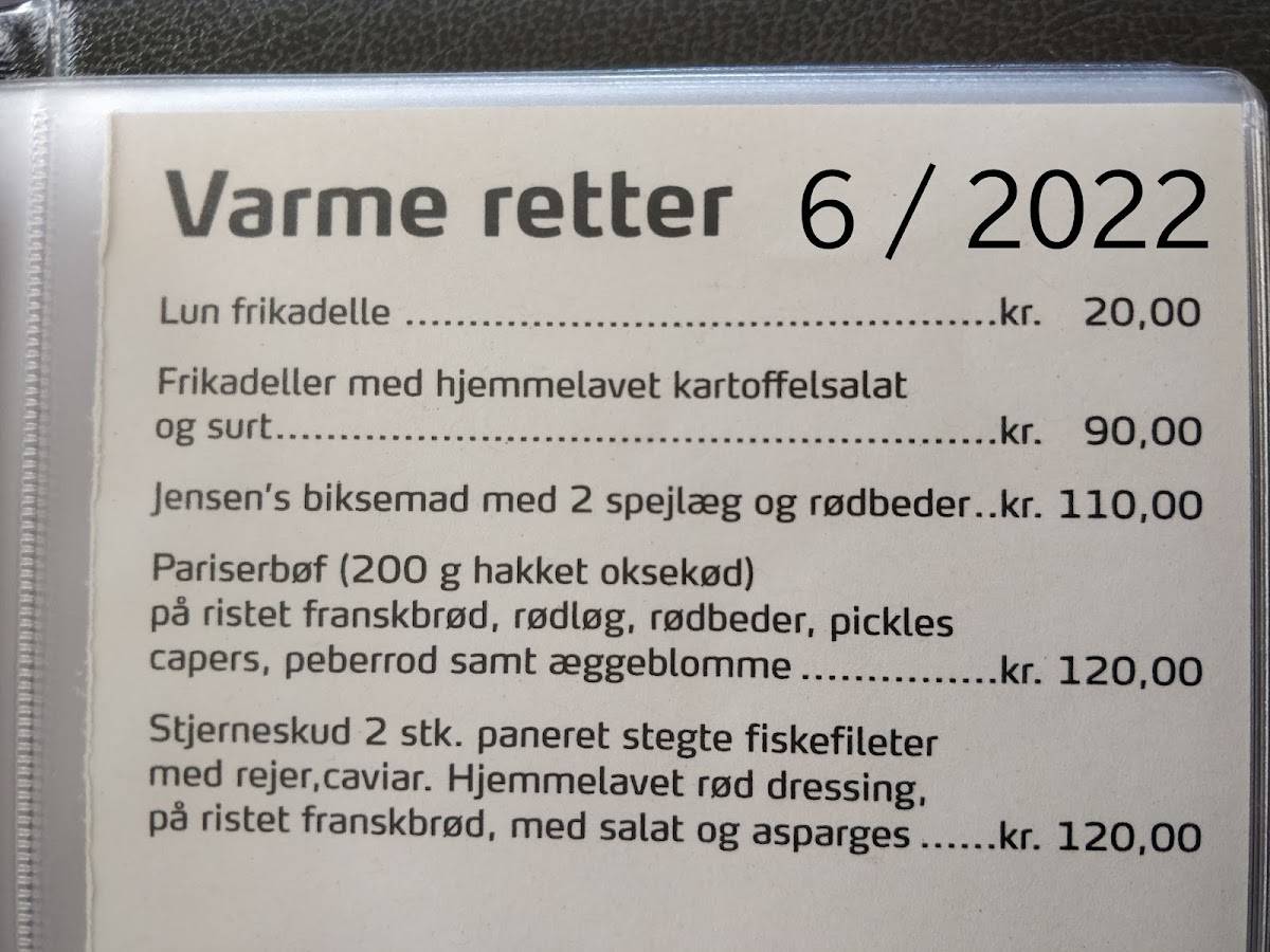Menu at Jensens Mad restaurant, Kastrup, Amager Landevej 129