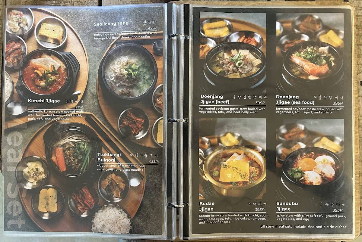 Menu at Jeongwon restaurant, Quezon City