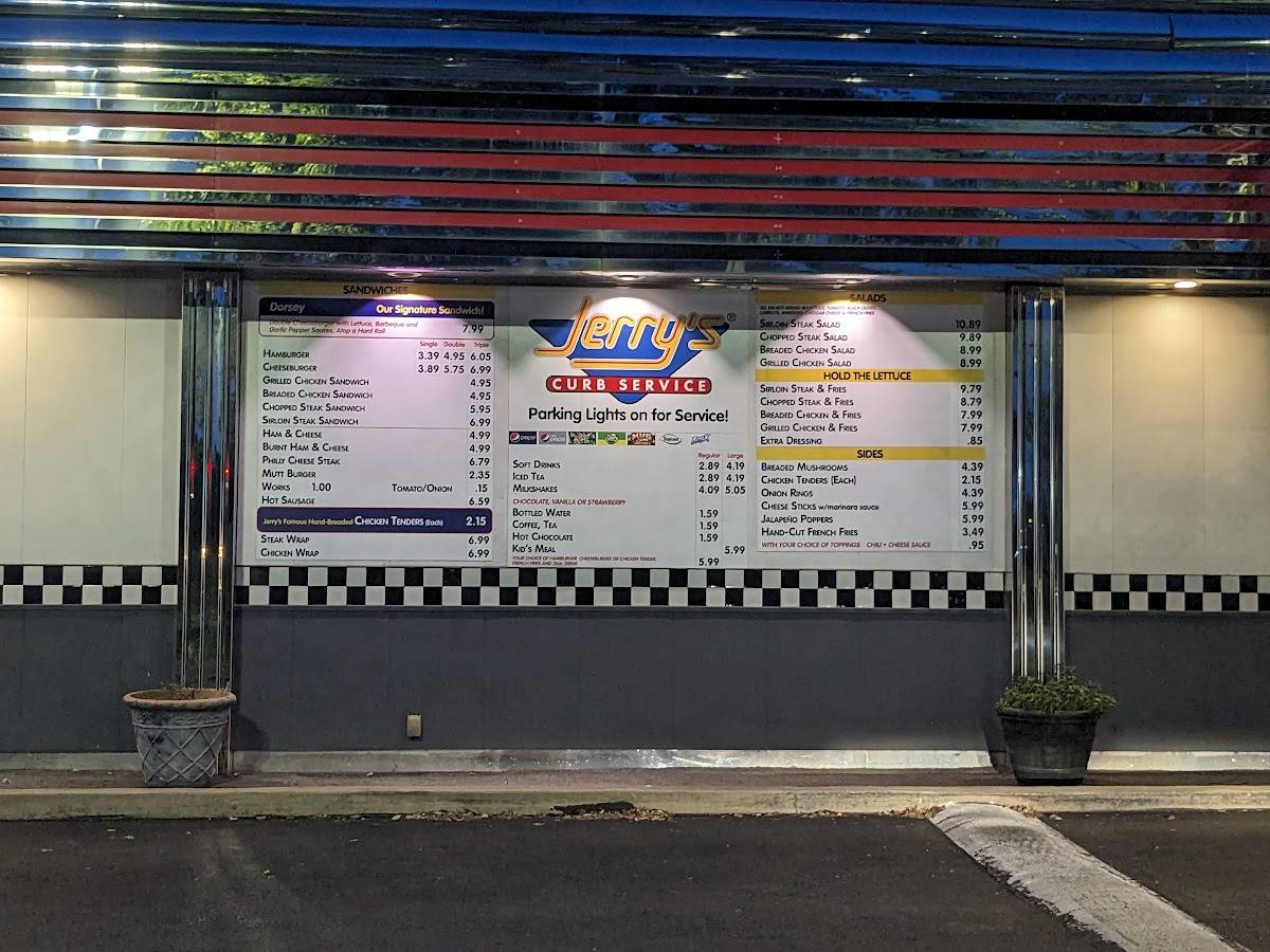 Menu at Jerry's Curb Service fast food, Beaver