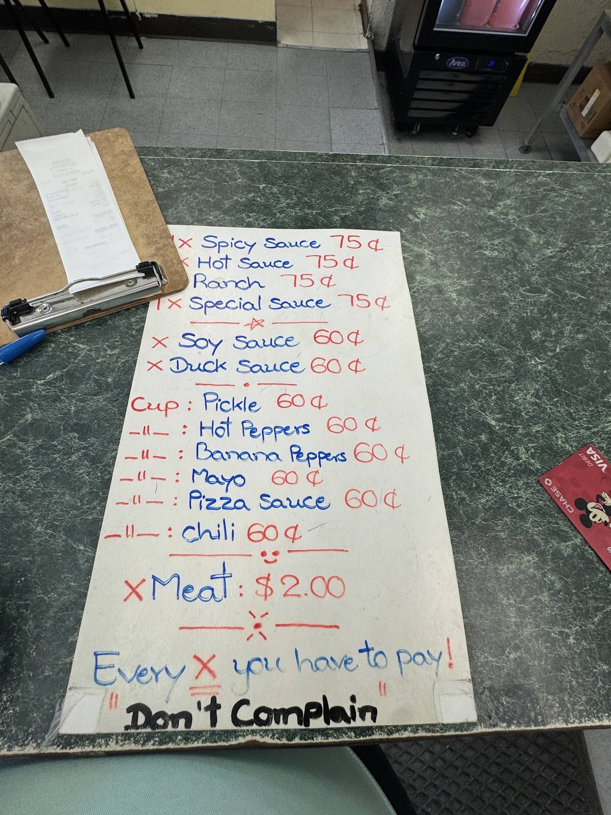 Menu at Jesse's Subs restaurant, Laurinburg