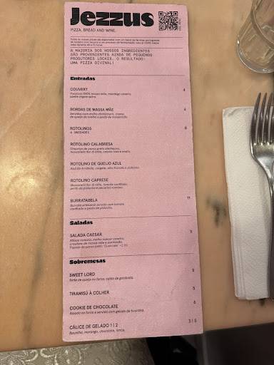 Menu em Jezzus Pizzaria, Lisboa