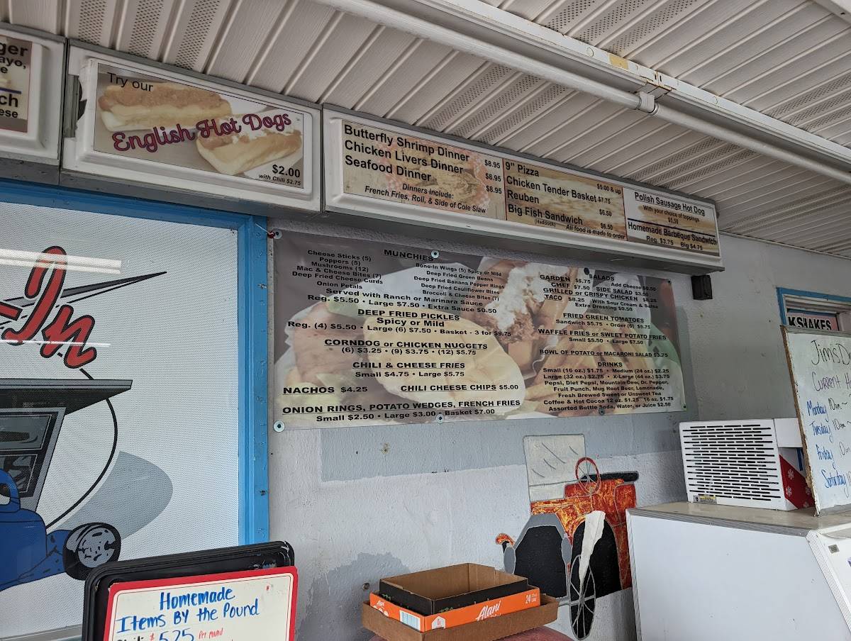 Menu at Jim's Drive In restaurant, Lewisburg, 479 Washington St
