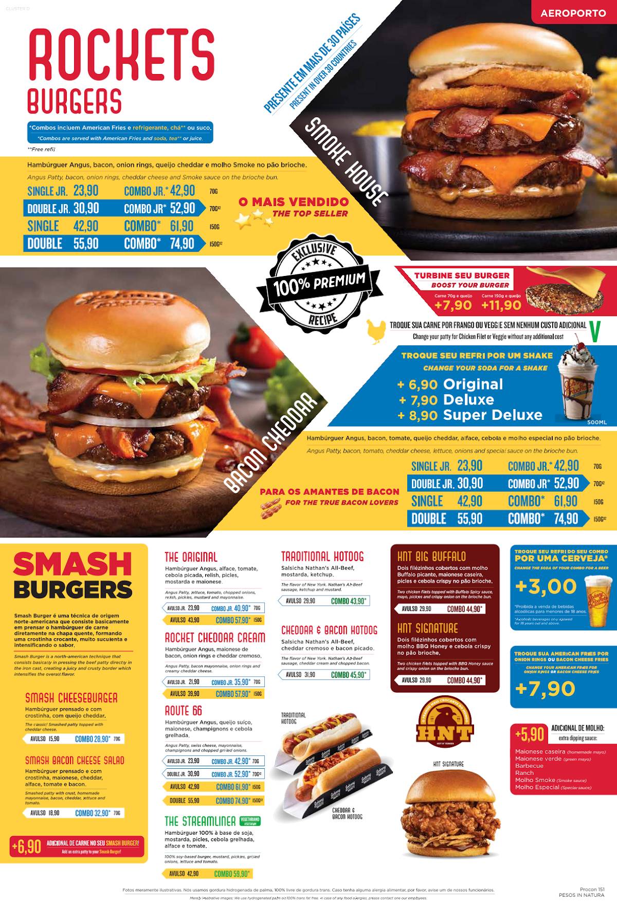 Menu at Johnny Rockets @ GRU Airport restaurant, Guarulhos, Terminal 2