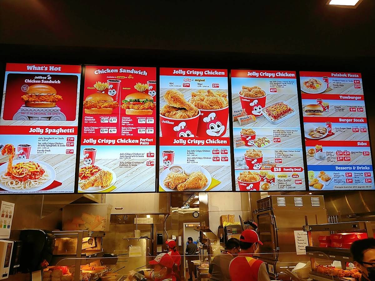 Menu at Jollibee fast food, Vancouver, 833 Granville St