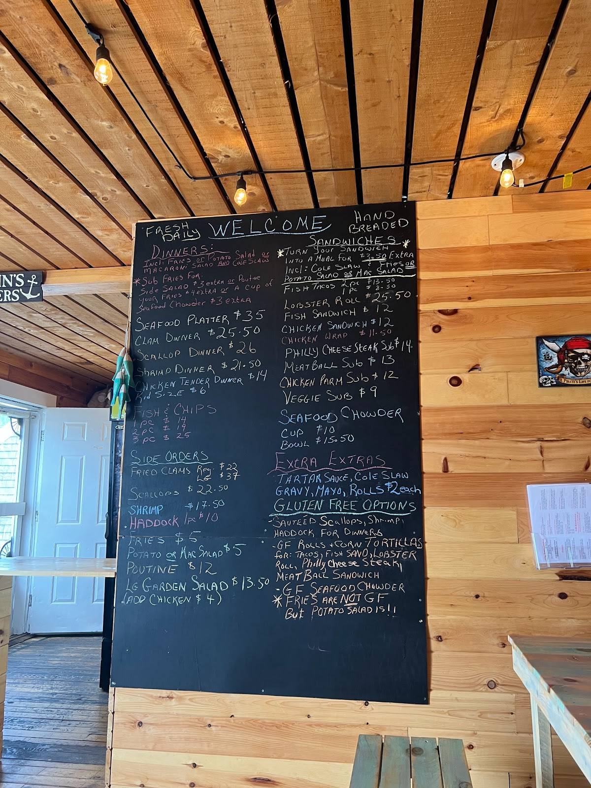 Menu at Jolly Rogers Seafood restaurant, Summerside