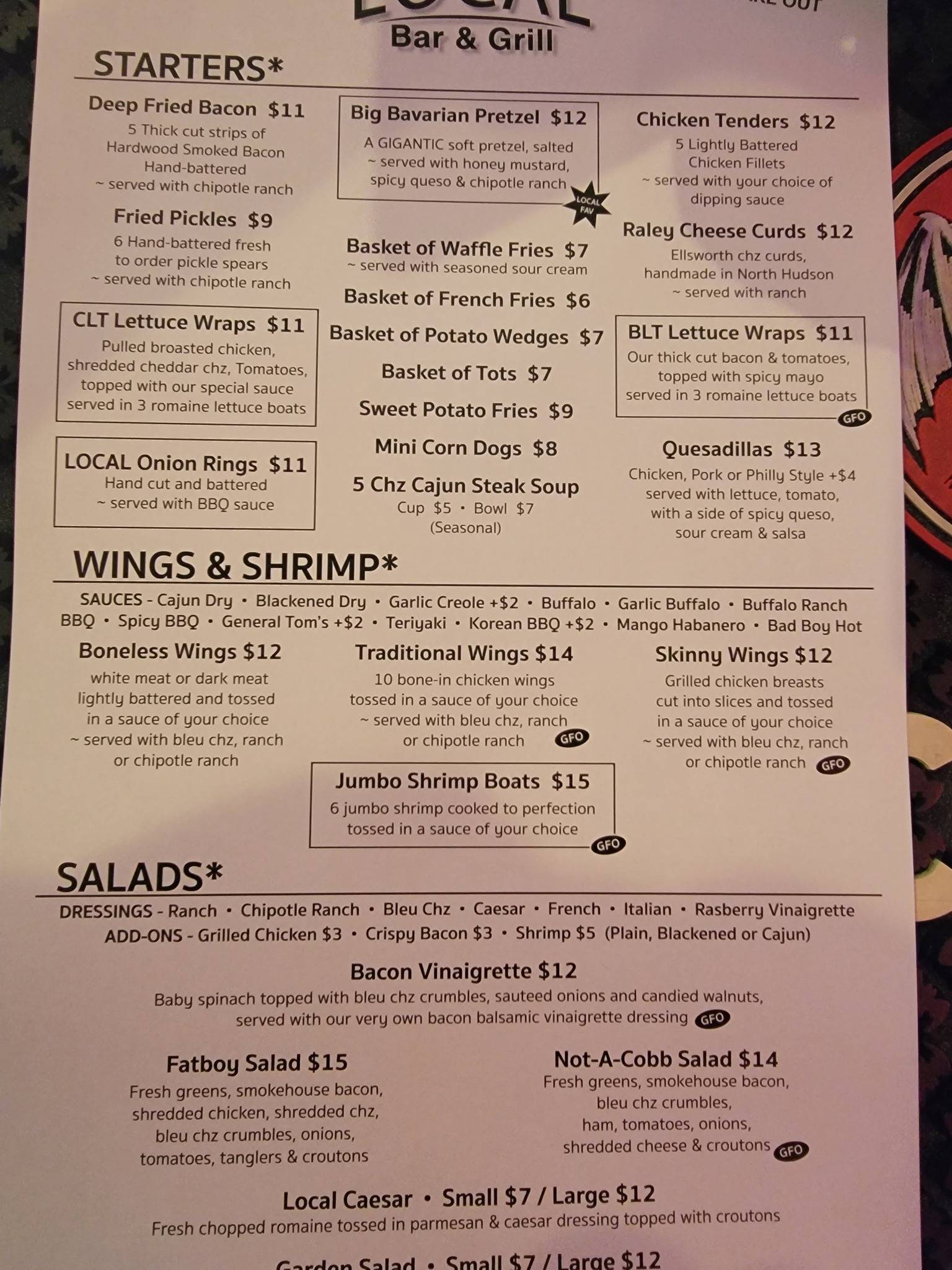 Menu at Jonesy's local pub & bar, Hudson