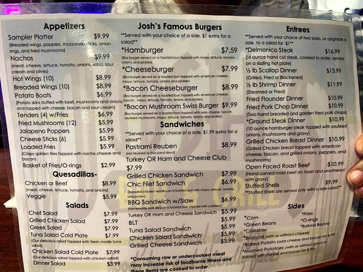 Menu at Josh's Bar & Grill, Hampton