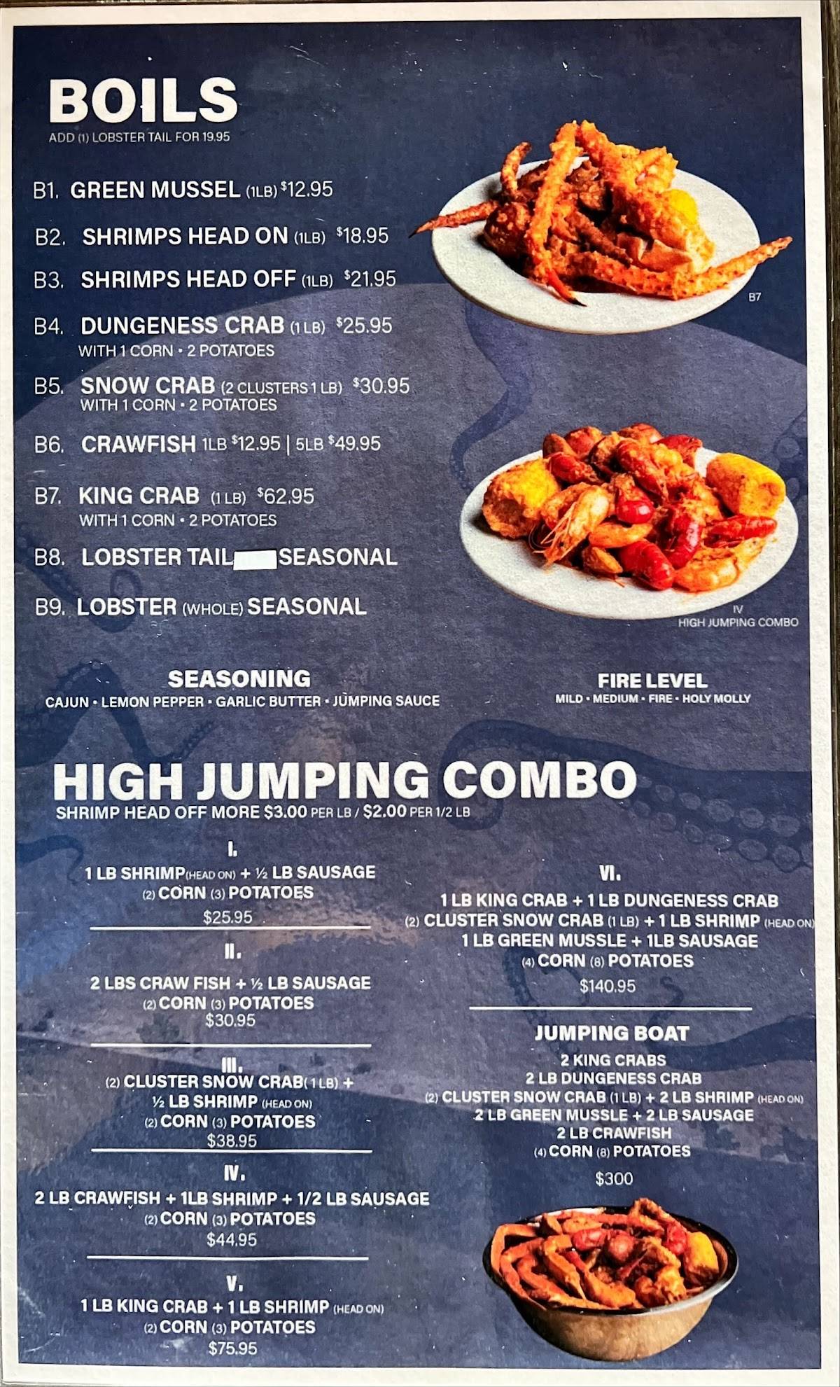 Menu at Jumping Crab Seafood & Bar, McAllen