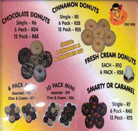 Menu at Just Donuts desserts, Durban, G074