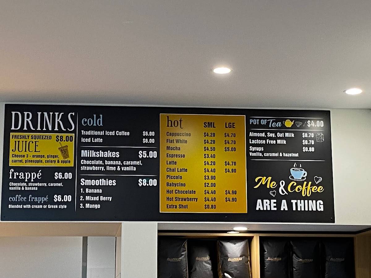 Menu at K And G’z cafe, Goulburn