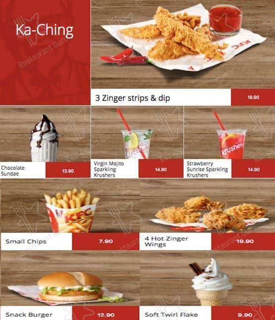 Menu at KFC OR Tambo restaurant, Kempton Park, O.R. Tambo Airport Rd