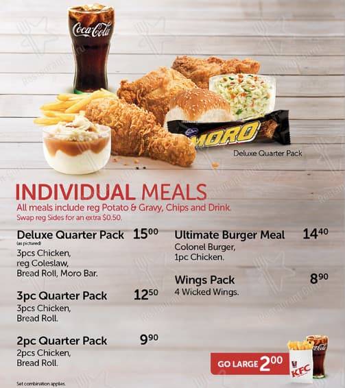 Menu at KFC Napier South restaurant, Napier