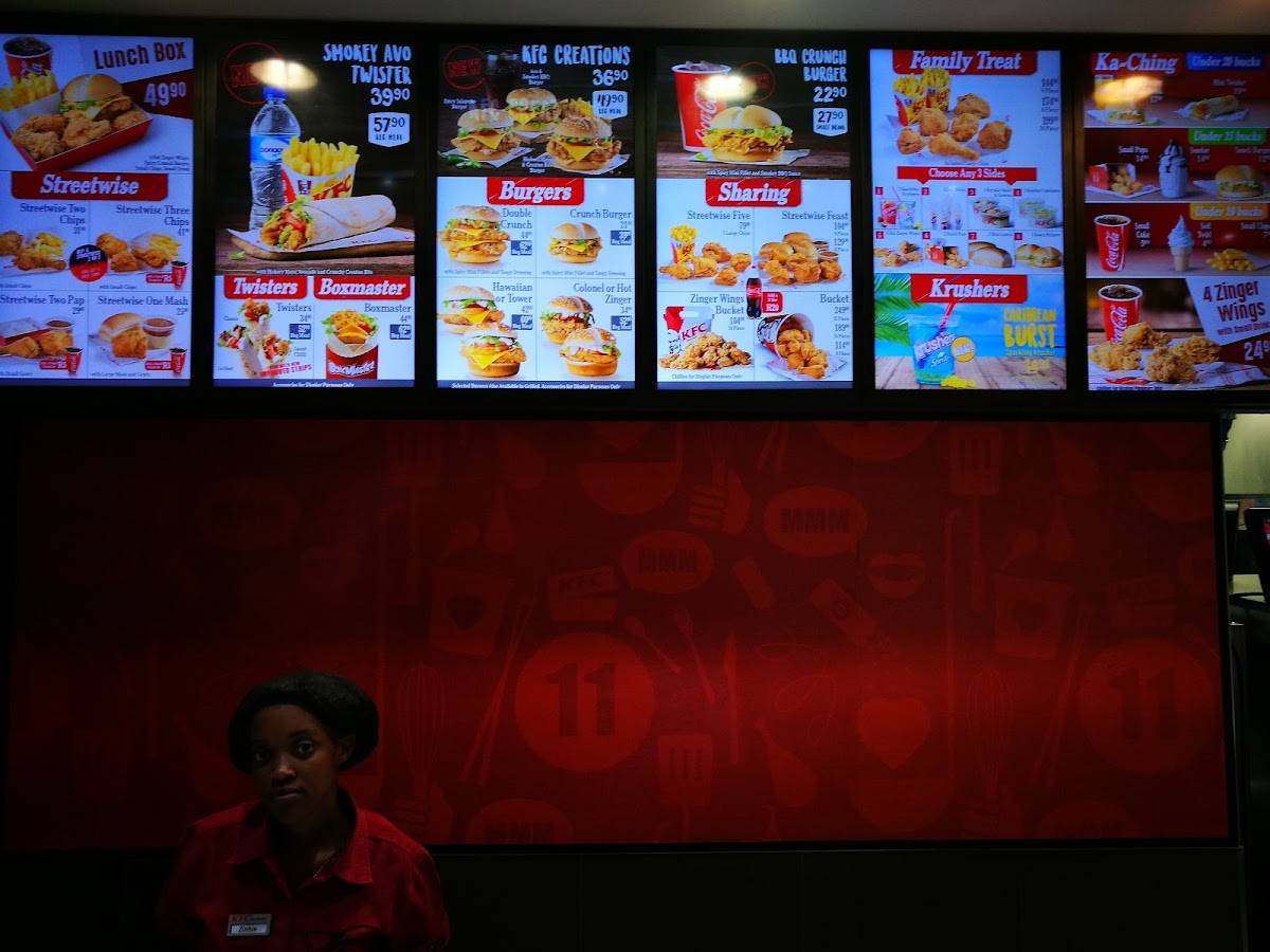 Menu au KFC Total Petroport N2 East restaurant, Durban