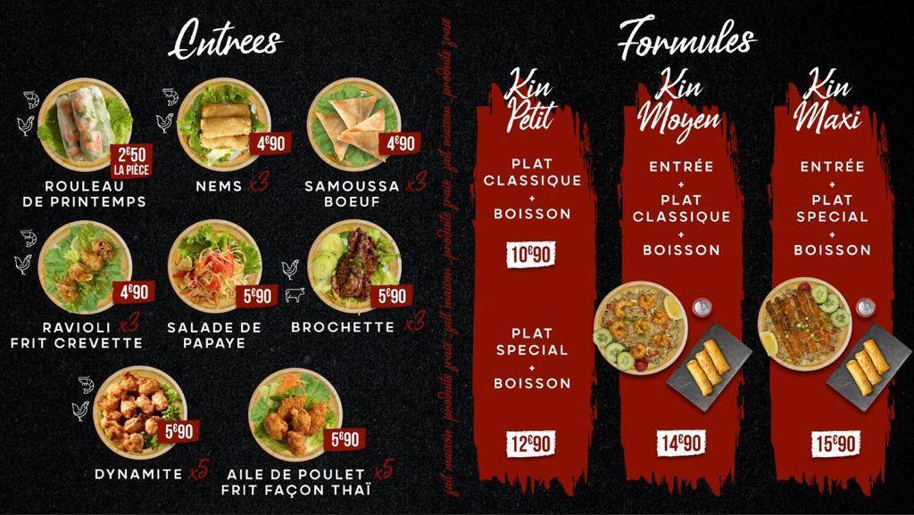 Menu au KIN THAI - SAINT DENIS restaurant, Saint-Denis