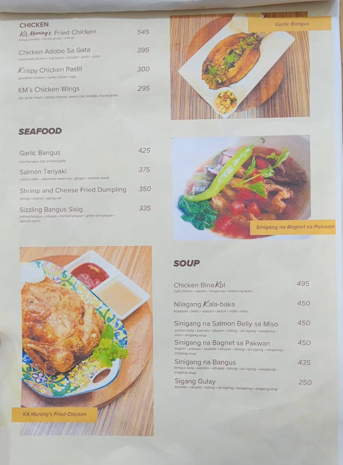 Menu at Ka Muning’s Halo-Halo Cafè & Restaurant, Quezon City