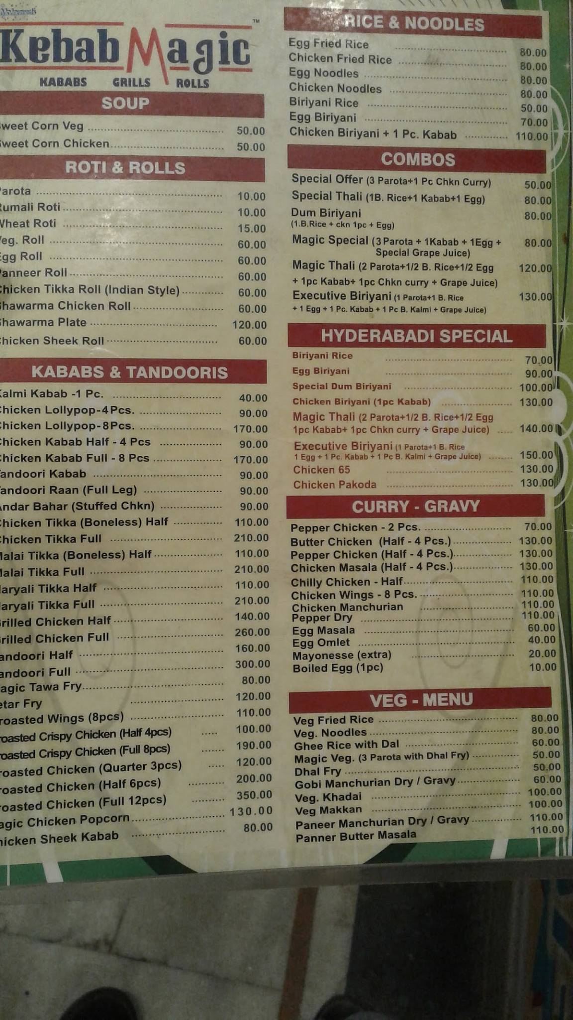 Menu at Kabab Magic - JP Nagar 3rd Phase, Bengaluru