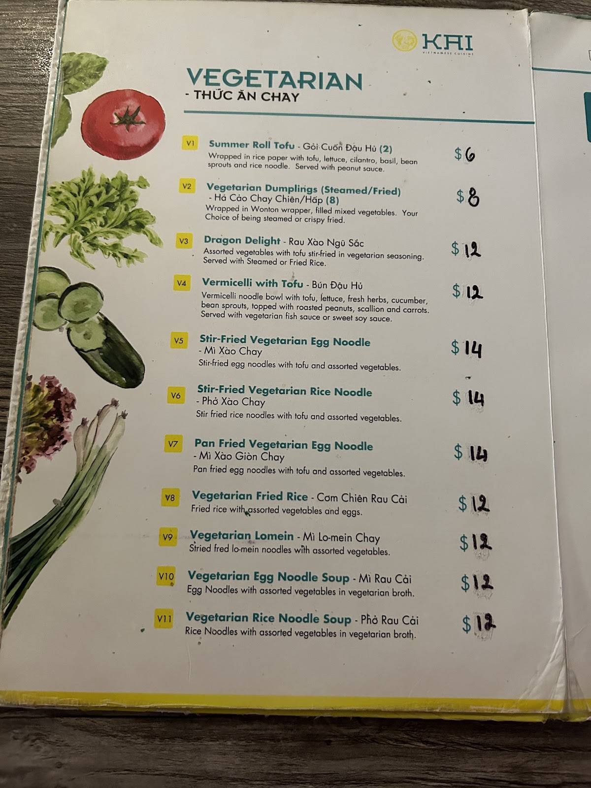 Menu at Kai Vietnamese Cuisine restaurant, Tulsa