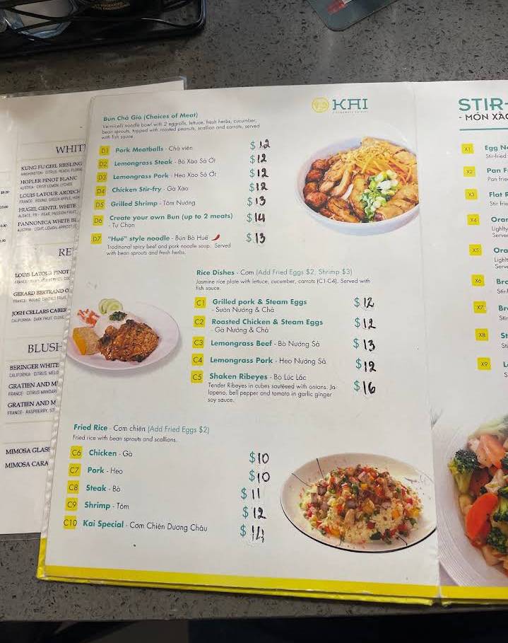 Menu at Kai Vietnamese Cuisine restaurant, Tulsa