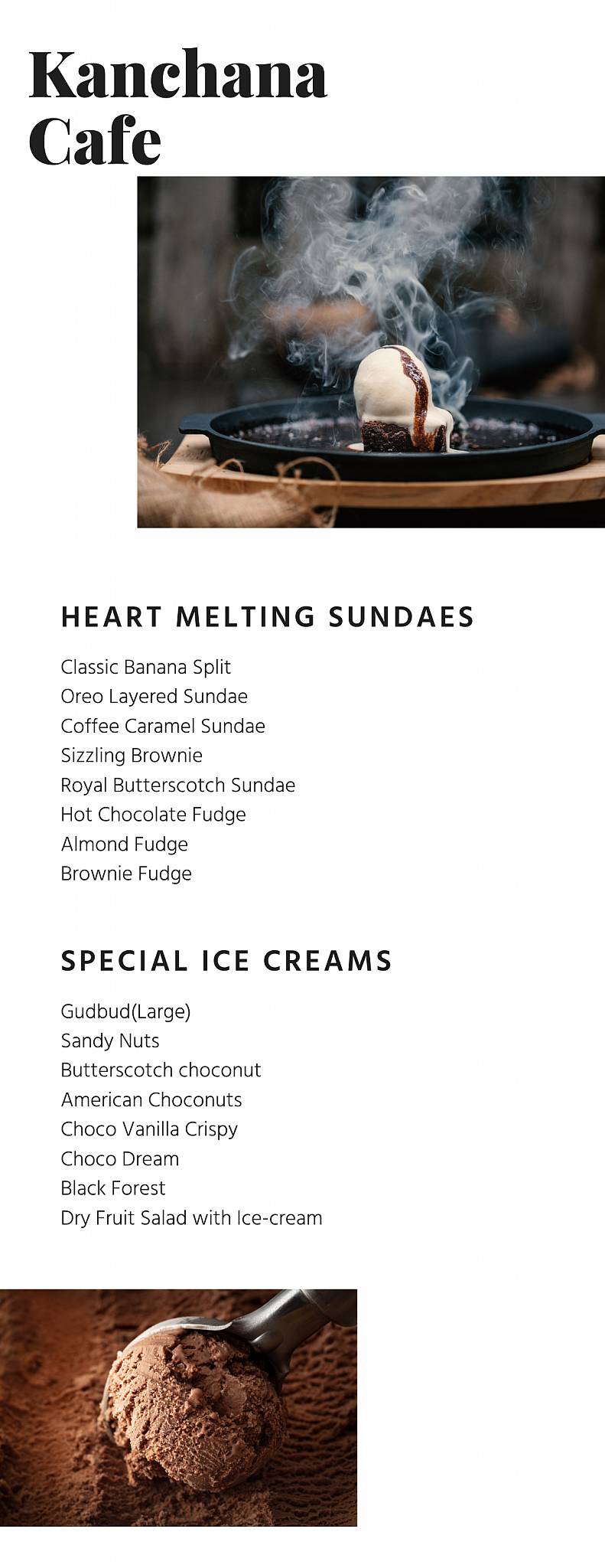 Menu at Kanchana Cafe, Shivamogga