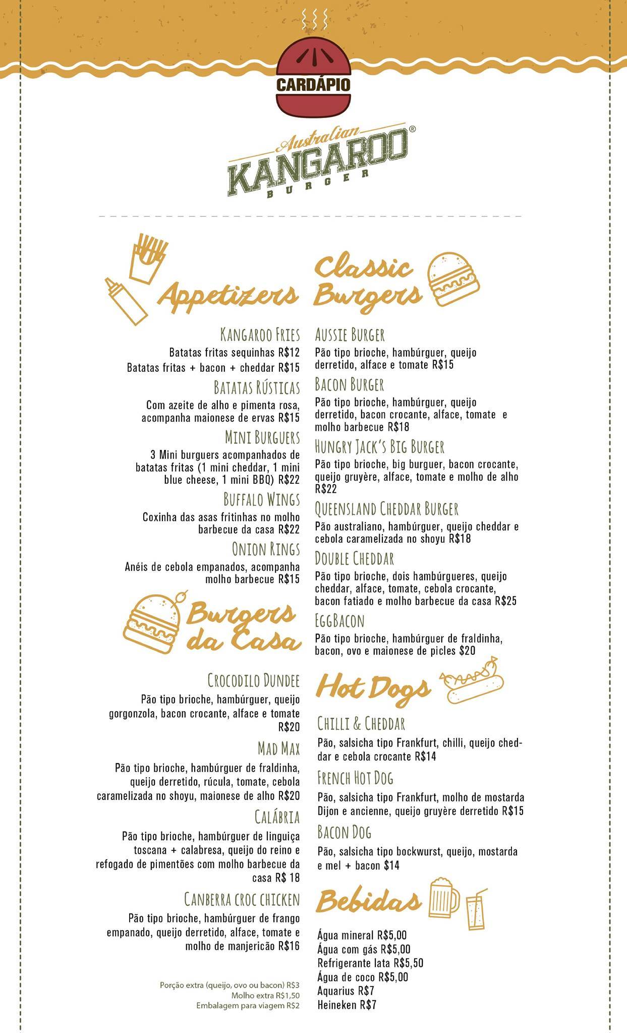 Menu em Kangaroo Australian Burger pub & Bar, Recife