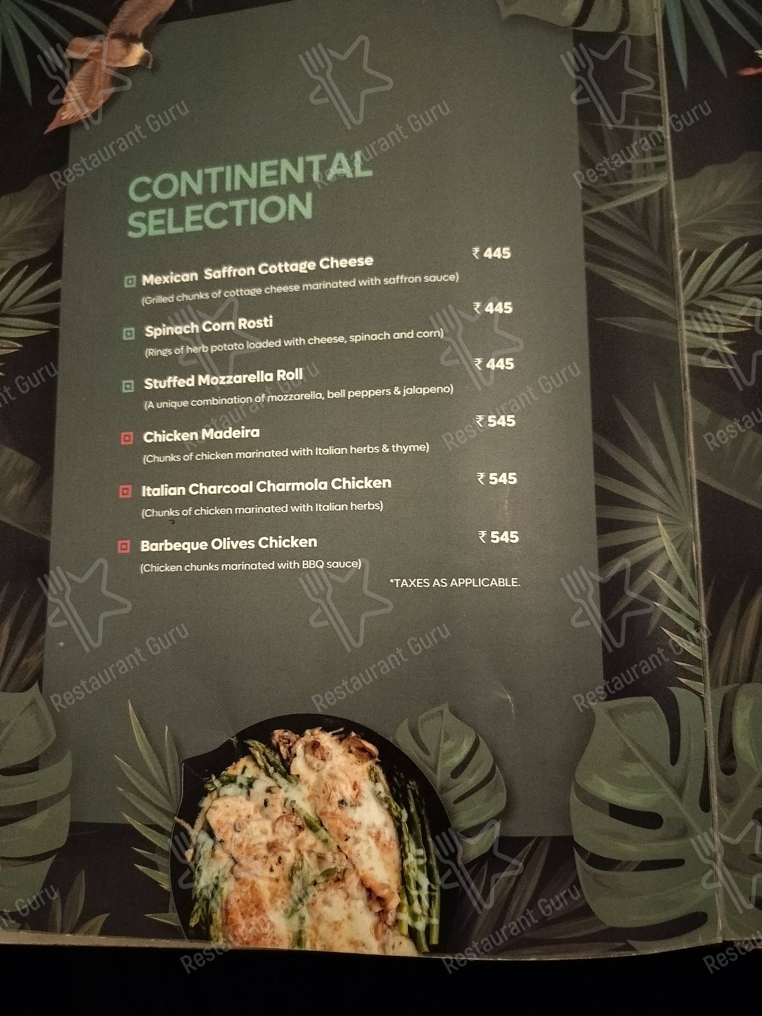 Menu at Zouk Air Bar, Kanpur