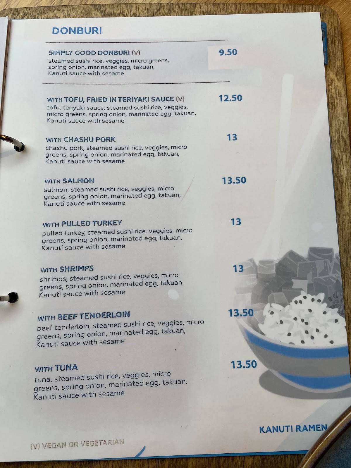 Menu au Kanuti Ramen Bar, Tallinn