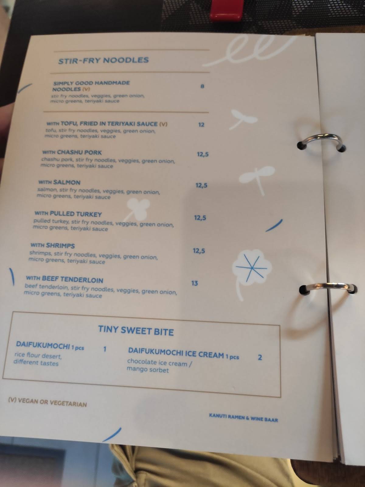 Menu au Kanuti Ramen Bar, Tallinn