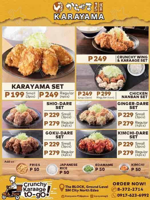 Menu at Karayama - SM North restaurant, Quezon City, The Block