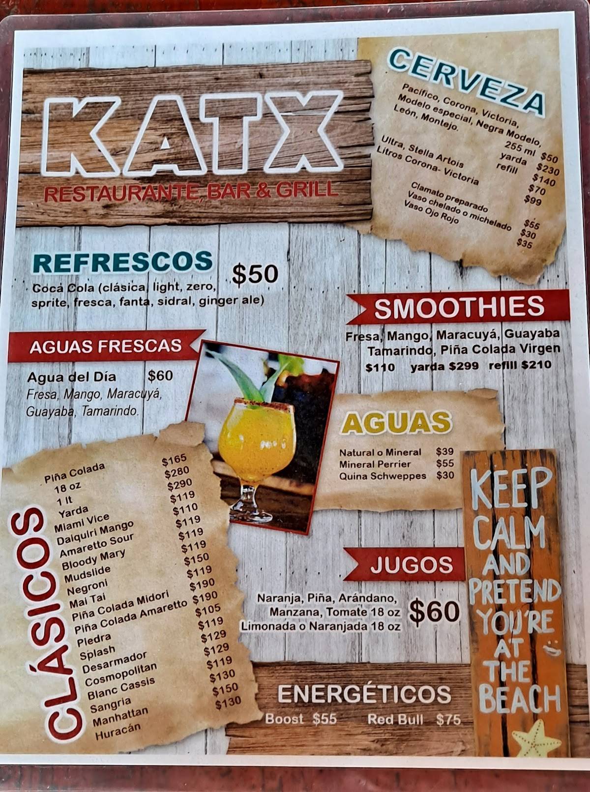 Carta de KATX Restaurante, Bar & Grill, Bacalar