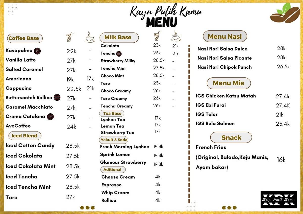 Menu at Kayu Putih Kamu, East Jakarta