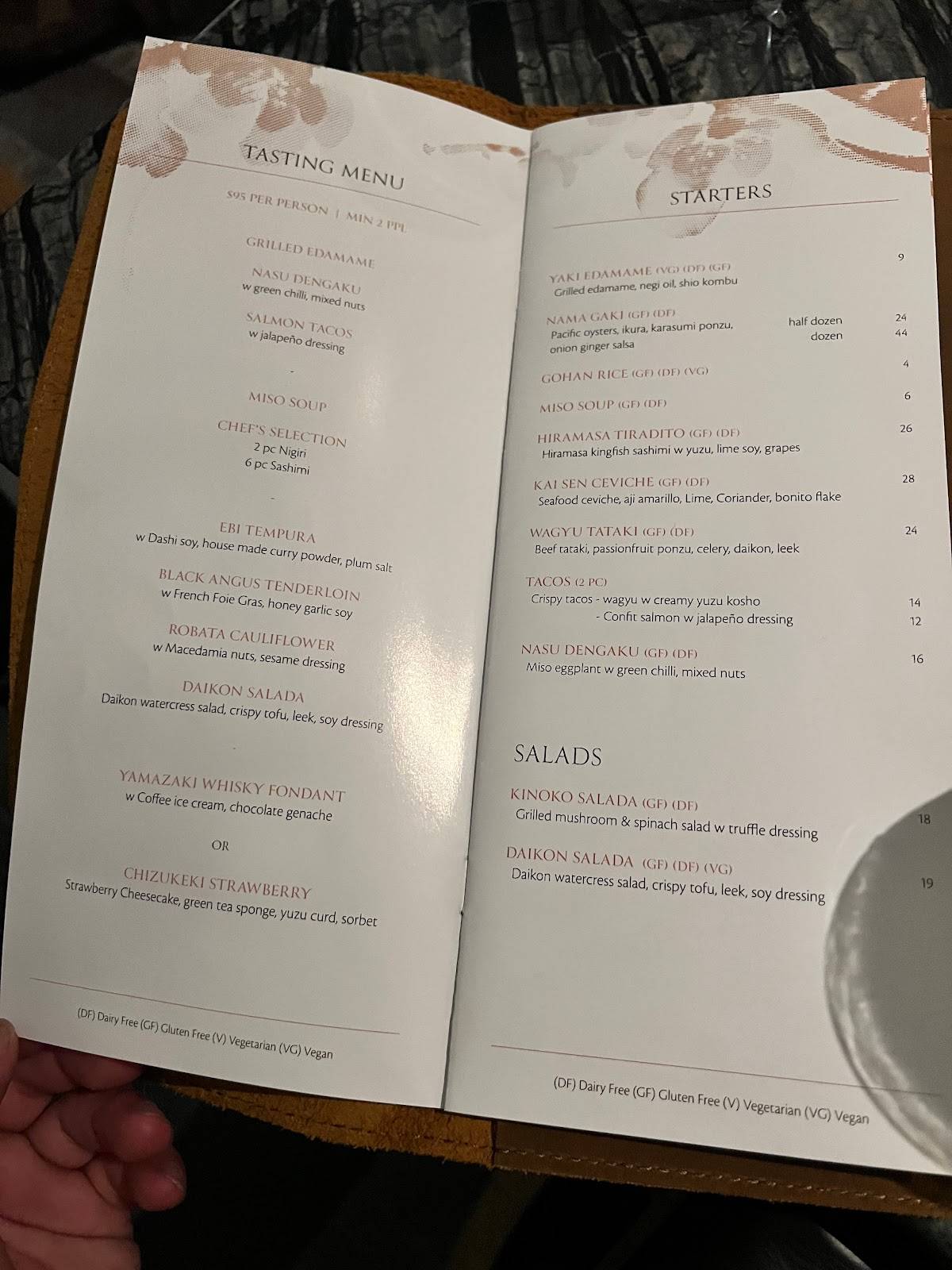 Menu at Kazan Japanese Dining restaurant, Sydney