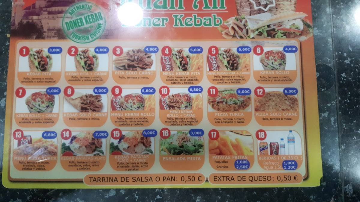 Carta del restaurante Kebab KHAN ALI, Beniel