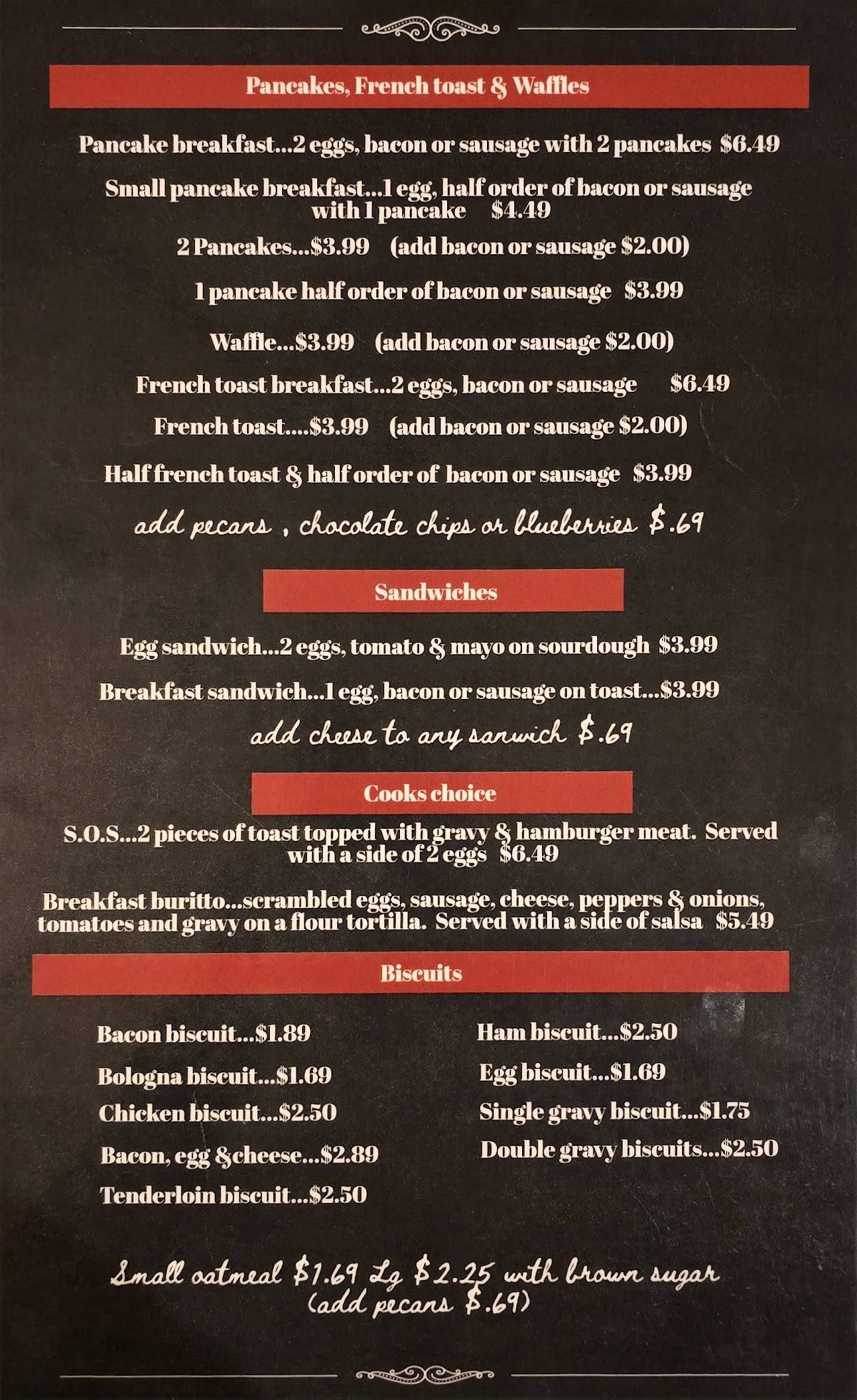 Menu at Kelly's Kitchen steakhouse, Rainsville, 120 Main St W
