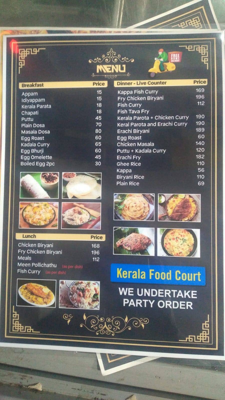 Menu at Food House Restaurant Kerala Style, Bengaluru