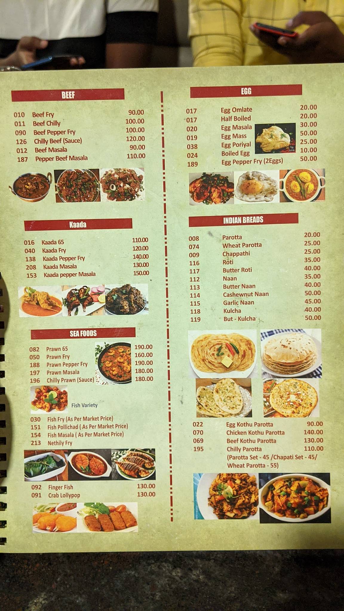 Menu at Kerala Mess, Tiruchirappalli, 20