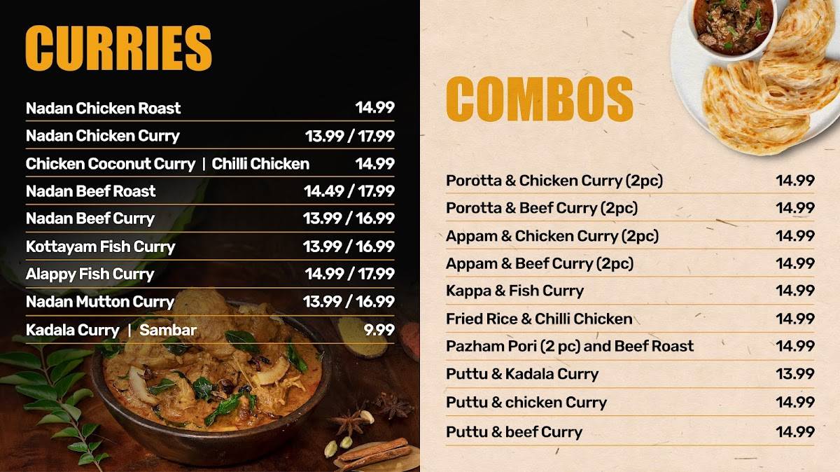 Menu at Kerala Swad - Indian Cuisine restaurant, Waterloo